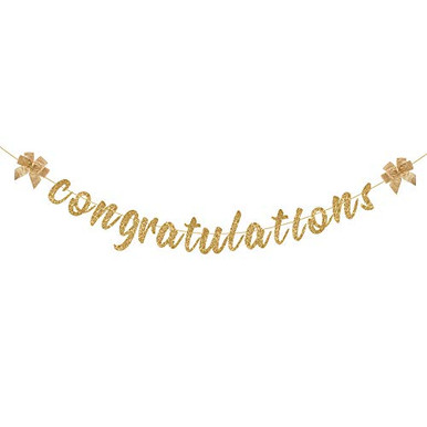 Gold Glitter Congratulations Banner Set with Balloons for Retirement ...