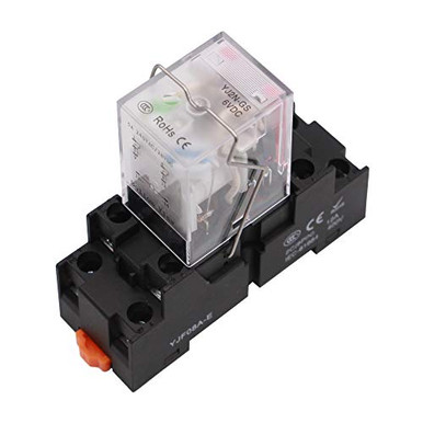 Electromagnetic Power Relay, 8-Pin 5 AMP 24V AC Relay Coil with Socket Base, LED Indicator, DPDT ...