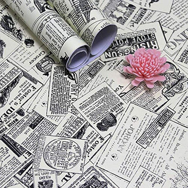 Newspaper Contact Paper Peel and Stick Beige Wallpaper Self Adhesive ...