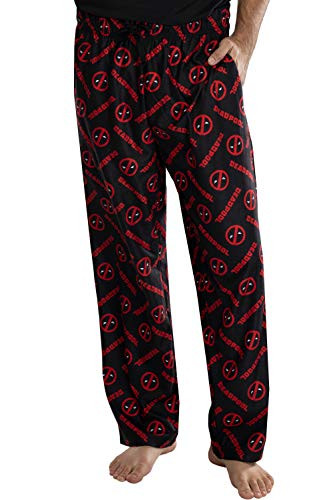 Marvel Mens Deadpool Logo All Over Print Pajama Pants XLarge Black ...
