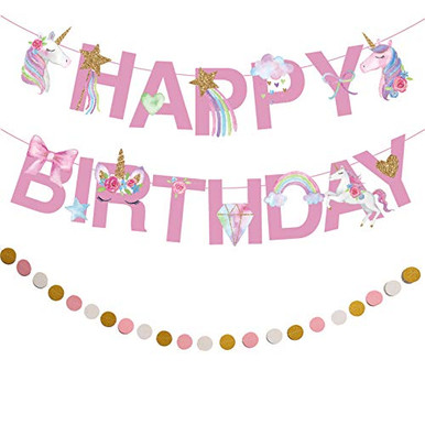 Cooper life Unicorn Happy Birthday Banner Unicorn Party Decorations ...