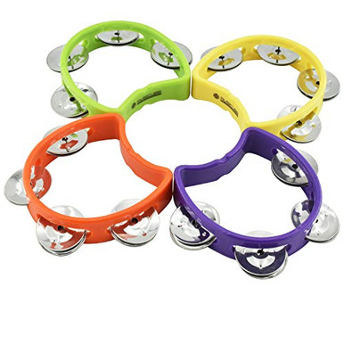 MUSICUBE Plastic Hand Tambourine Bells 4 Cymbal Bells on ABS Plastic ...