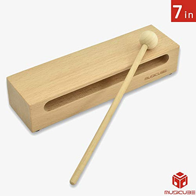 MUSICUBE Wood Block 7 Inch Solid Hardwood Percussion Block with Rubber ...