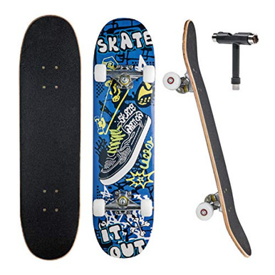 JECOLOS Pro Skateboard Complete 7 Layers Deck 31x8 Skate Board Maple ...