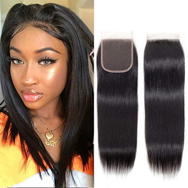 Cute Fairy Straight Lace Closure Human Hair 4x4 Lace Closure Free Part ...
