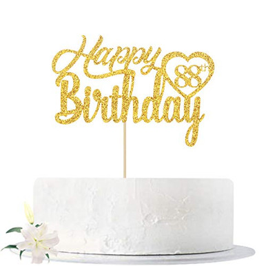 Gold Glitter Happy 88th Birthday Cake Topper Hello 88 Cheers to 88 ...