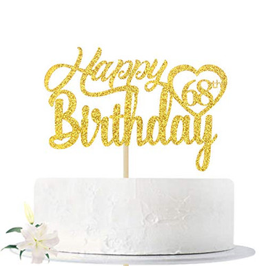 Gold Glitter Happy 68th Birthday Cake Topper Hello 68 Cheers to 68 ...
