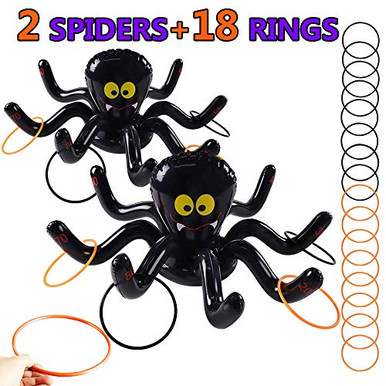 Wocst 2 Pack Halloween Inflatable Spiders Ring Toss Game Set for ...