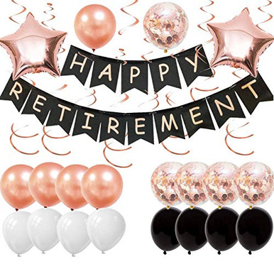 30pcs Happy Retirement Party Decorations Rose Gold Retirement Party ...