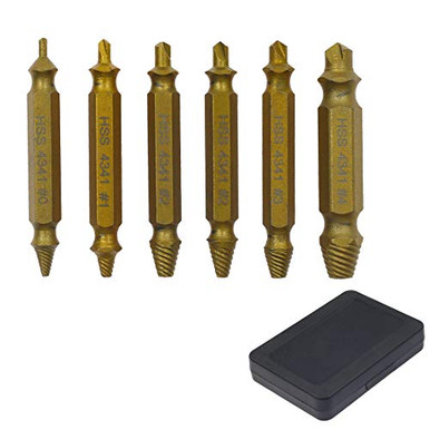 BokWin 6Pcs Damaged Screw Extractor Set Stripped Screw Extractor Kit ...