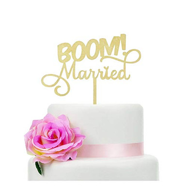 BOOM! Married Wedding Cake Topper Wooden Funny Cake Topper Quirky Nerdy ...