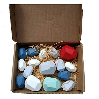 DDLOVER 16Pcs Wooden Stone Stacking Games Nordic Style Stone Balance ...