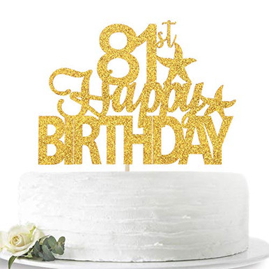 Gold Glitter Happy 81st Birthday Cake Topper Hello 81 Cheers to 81 ...
