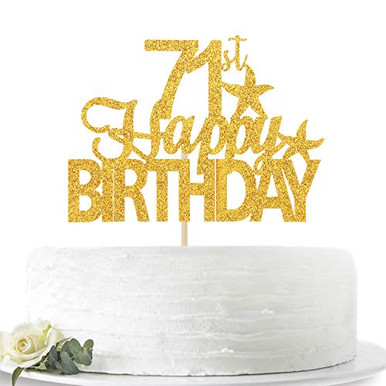 Gold Glitter Happy 71st Birthday Cake Topper Hello 71 Cheers to 71 ...