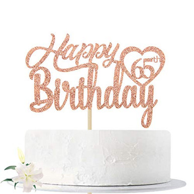 Rose Gold Glitter Happy 65th Birthday Cake Topper Hello 65 Cheers to 65 ...