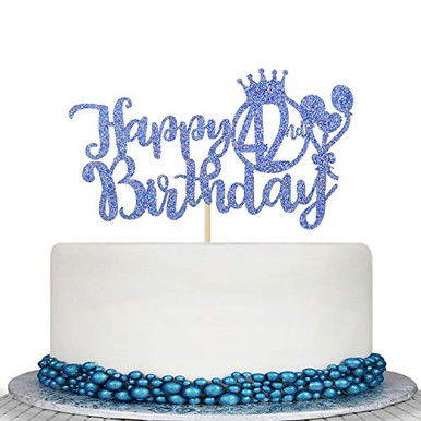 Blue Glitter Happy 42nd Birthday Cake Topper Cheers To 42 Years Cake ...