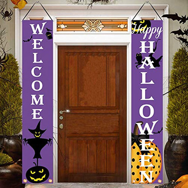 Halloween Welcome Porch Sign Banner Happy Halloween ...