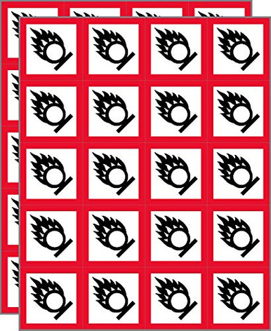 GHS Oxidizing Flame Over Circle Pictogram I Make Decals 1 inch Sides ...