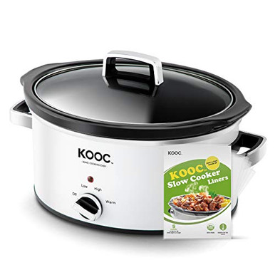 NEW LAUNCH KOOC Slow Cooker 5Quart Larger than 4 Quart Free Liners ...