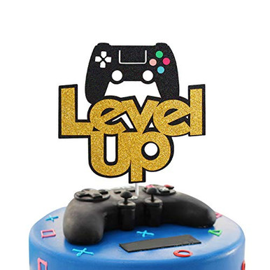 Glitter Level Up Video Game Controller Cake Topper Glitter Gaming ...