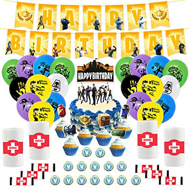 fortnite party supplies for Boys Birthday Party cake topper Banner ...