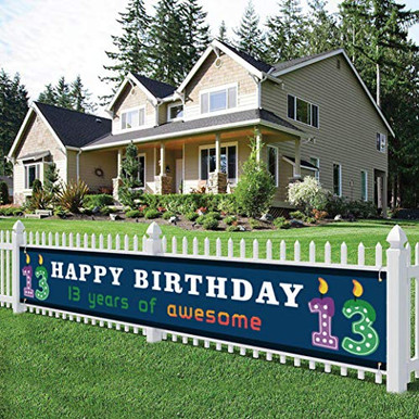 Large Happy 13th Birthday Banner 13 Years of Awesome Yard Sign Official ...
