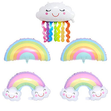 HORUIUS Rainbow Balloon Rainbow Cloud Tassel Foil Mylar Balloons for ...