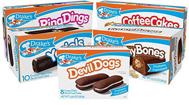 Drakes Variety Pack Yodels Ring Dings Devil Dogs Funny Bones and Coffee ...