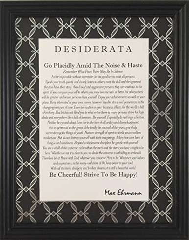 Wood Framed Desiderata Poem By Max Ehrmann Modern Chevron Design 10x12 ...