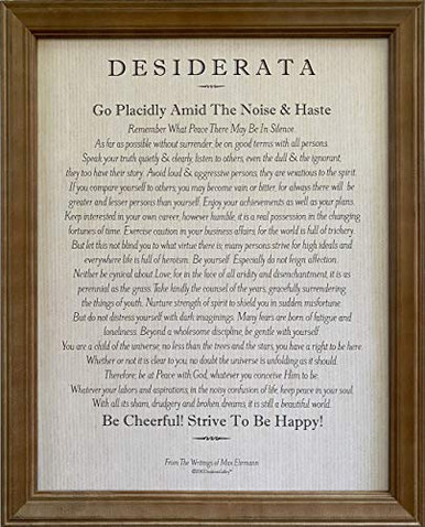 Solid Mahogany Wood Framed Desiderata Poem By Max Ehrmann Papyrus ...