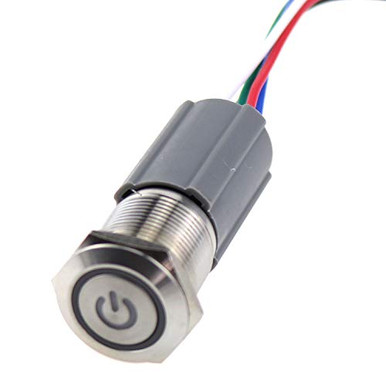 On Off 12V Red LED Light 19mm Push Button Switch Metal Waterproof ...