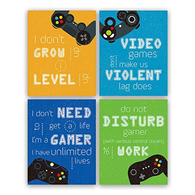 Four Colors Cool Video Game Art Print?Watercolor Gaming Posters ...