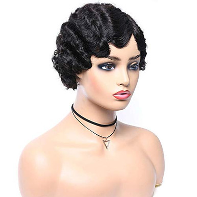 Short Ocean Wave Wigs For Woman Short Finger Wave Wigs Short Pixie Cut ...