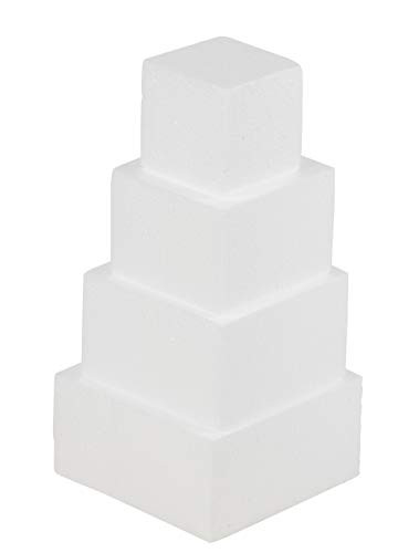 Square Cake Dummy - 4-Piece Polystyrene Foam Dummy Cake, Fake Foam ...