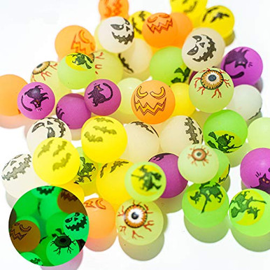 50 Pack Halloween Glow In The Dark Bouncing Ball 6 Designs Halloween ...