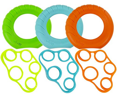 Vive Ring Grip Exerciser Kit 6 Pack Finger Hand Strengthener ...