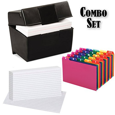 Plastic Index Card Flip Top File Box Holds 300 4x6 Cards, Matte Black ...