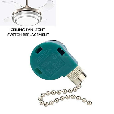 3 Speed Ceiling Fan Switch Zing Ear ZE-268S6, Pull Chain Cord Switch ...