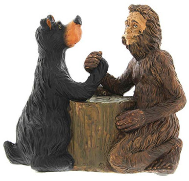 The Bridge Collection Arm Wrestling Black Bear Vs Big Foot Figurine ...