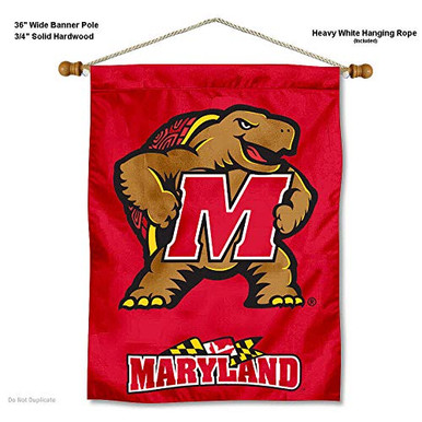 College Flags Banners Co Maryland Terrapins Banner with Hanging Pole ...