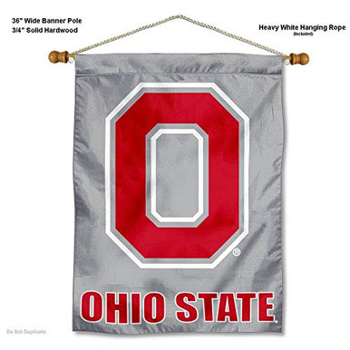 Ohio State Buckeyes Block O Banner with Hanging Pole - Warehousesoverstock