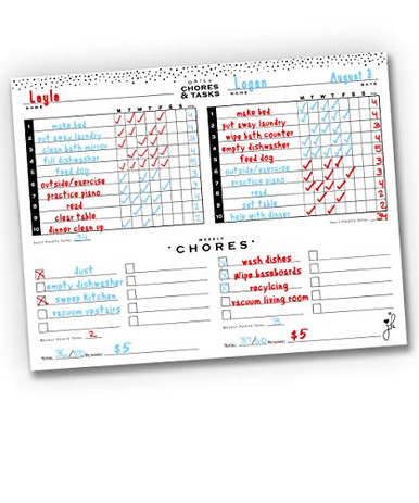 Jennakate Mid Mod Multiple Child Family Chores Chart for Fridge Routine ...