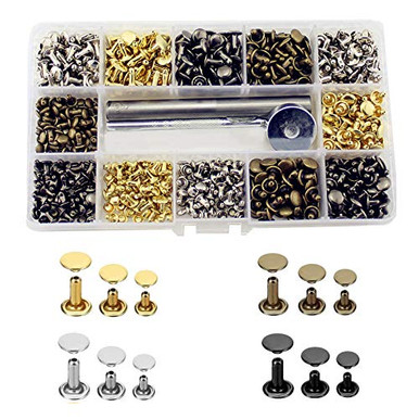 360 Sets Copper Leather Rapid Rivets 6x6,8x6,8x8 Double Cap Rivet with ...