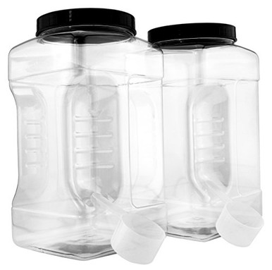 Square Gallon Size Clear Plastic Canisters (2-Pack); 4-Quart Grip ...