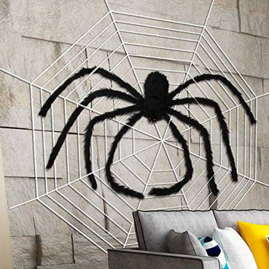 Meet Halloween Spider Web Giant Spider Decorations Fake Spider for ...