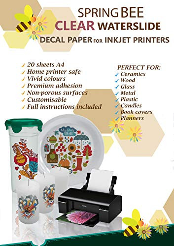 A4 Waterslide Decal Paper CLEAR for INKJET PRINTERS - 20 Sheets Premium ...