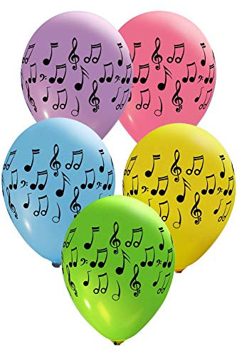 Music Notes Balloons Assorted 12 Inch Latex Allaround Print 10 Count ...