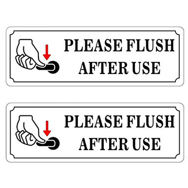 2 Pack 9 X 3 Please Flush After Use Notice Sign Black White Vinyl Label ...