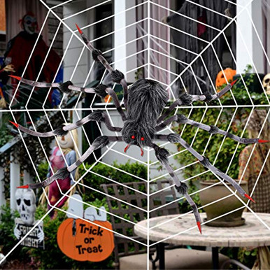 Halloween Spider Decorations50 inch Large Scary Spider with Spooky ...