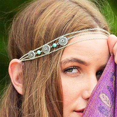 Fashband Boho Head Chain Turquoise Headband Tiara Forehead Band Crown ...